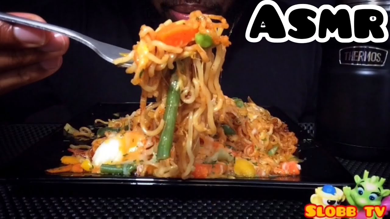 ASMR: SLOBBZ CHEESY KIMCHI VEGGIE NOODLES COLLAB MUKBANG EATING SHOW NO ...