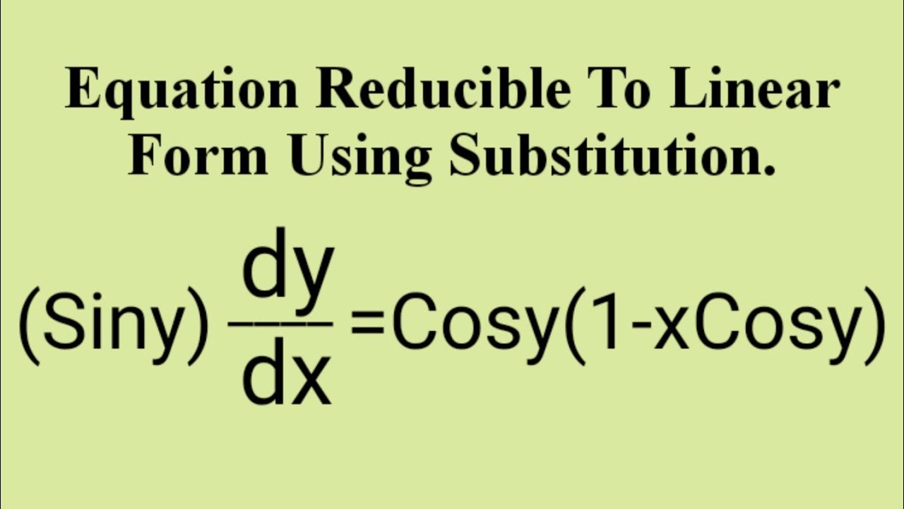 Siny dy dx Cosy 1 xCosy EquationReducibleToLinearForm L748 YouTube Siny dy dx Cosy 1 xCosy EquationReducibleToLinearForm L748 YouTube