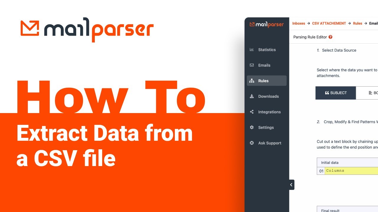 Mailparser Academy How To Extract Data From A Csv File Youtube