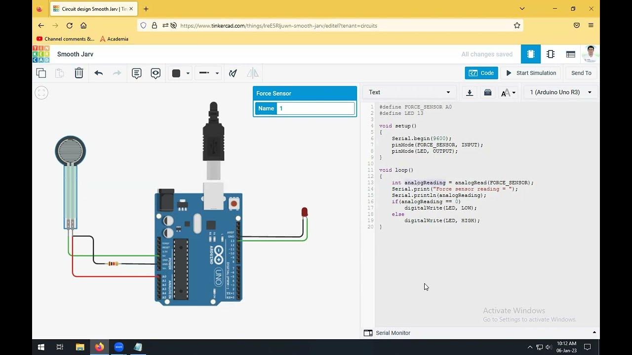 Force Sensor And Arduino Using Tinkercad Youtube