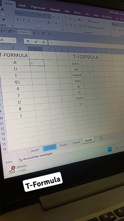 T-Formula in MS Excel #msoffice #exceltricks #microsoftexcel #mstechtricks #microsoftexcel - YouTube