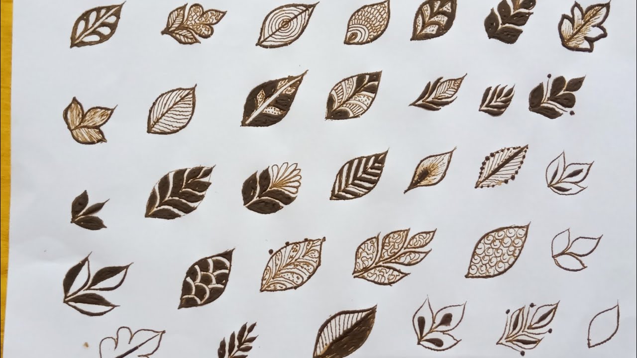 How to create 33 different leaves//beautiful stylish leaves design ...