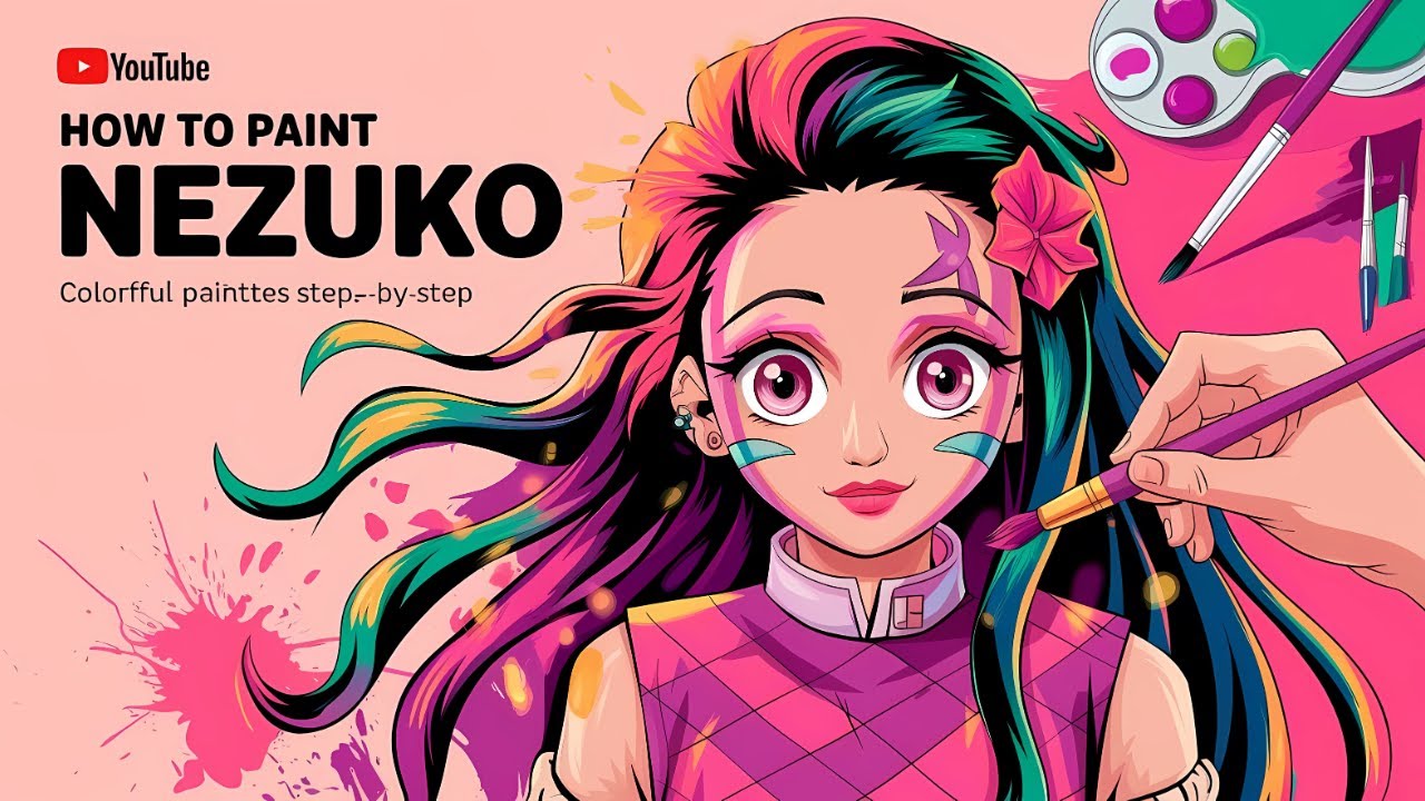 How to paint Nezuko | colourful drawing | step by step - YouTube