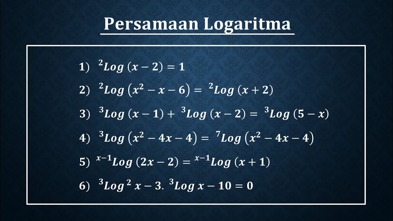Persamaan Logaritma Matematika Kelas X YouTube
