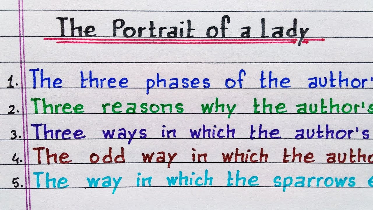 The Portrait of a Lady | Understanding the text | Class 11 | English ...