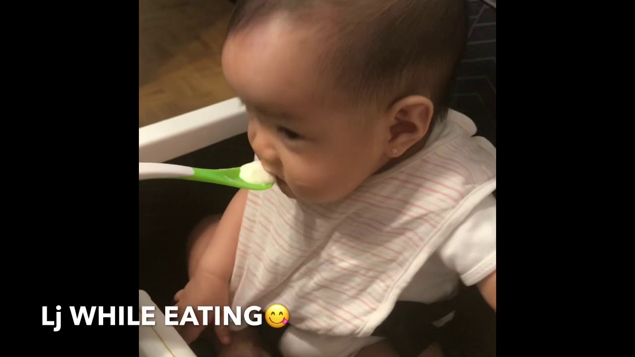 Baby Lj eating solids - YouTube