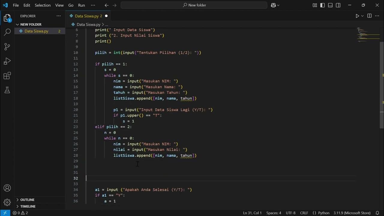 Belajar Python : Rekam Data dengan List - YouTube