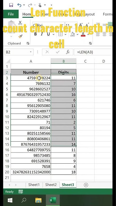 Len Function,Count character length,cell में लिखे हुए Letter/Number का Digit count कैसे करे, # ...