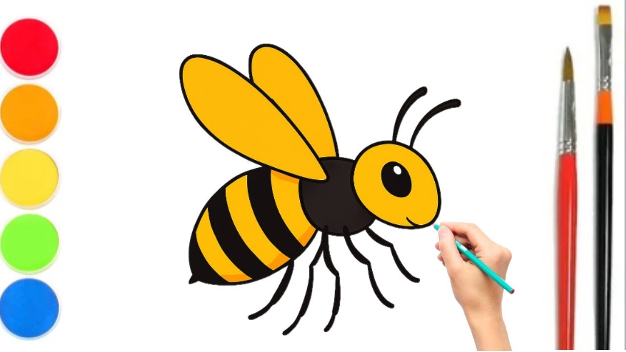 How to draw Bee Drawing Painting and Colouring For Kids and Toddlers ...