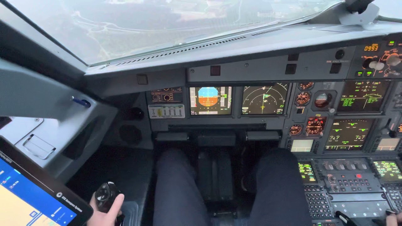 Airbus A321 approach and landing. Sidestick and instruments view from ...