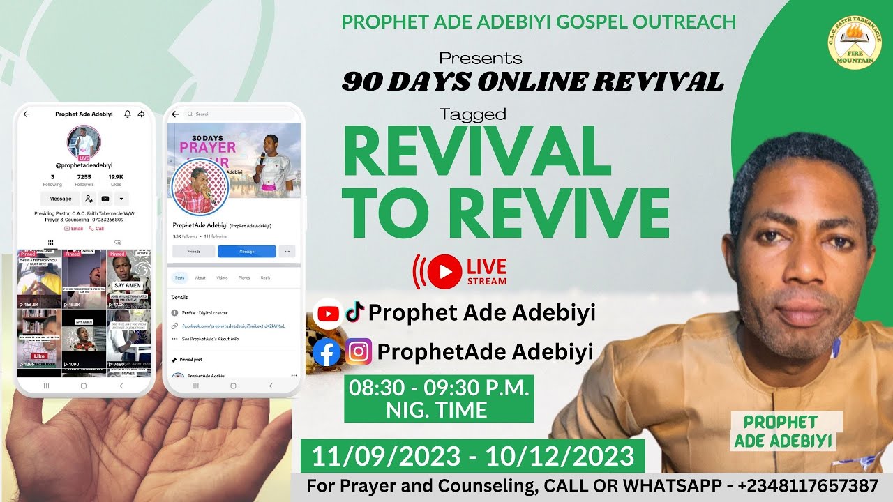 REVIVAL TO REVIVE ME WITH PROPHET ADE ADEBIYI - DAY 44 | 90 DAYS - YouTube