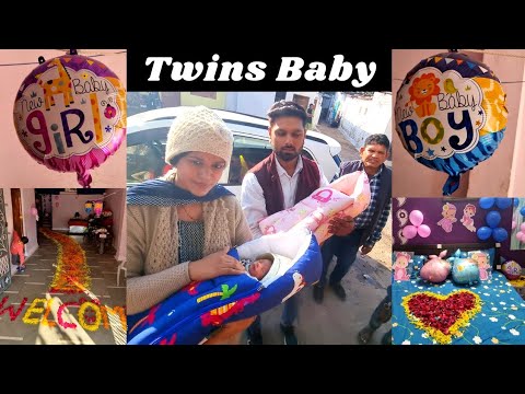 New Born Twins Baby Welcome to Home | Sahu Family | New Born Boy & Girl ...