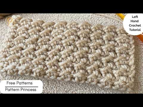 Left Hand Even Moss Stitch Crochet Pattern, Easy Beginner Crochet Stitch Tutorial, Textured Stitch