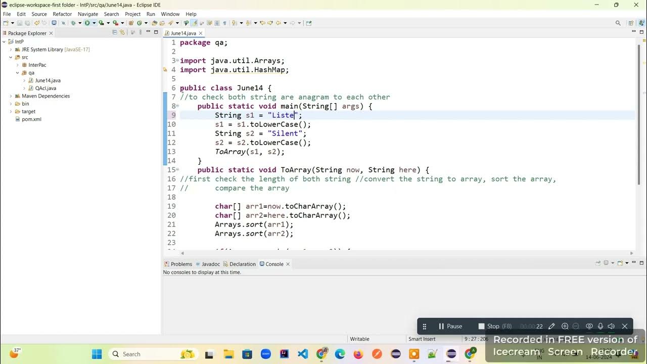 Another approach to check the Strings are anagram to each other - YouTube