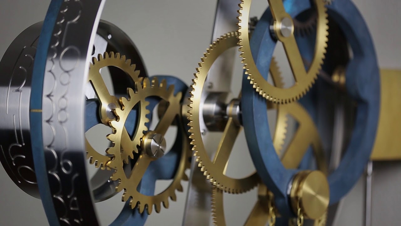 Design wall clock mechanical pendulum , O' Classic blue. - YouTube