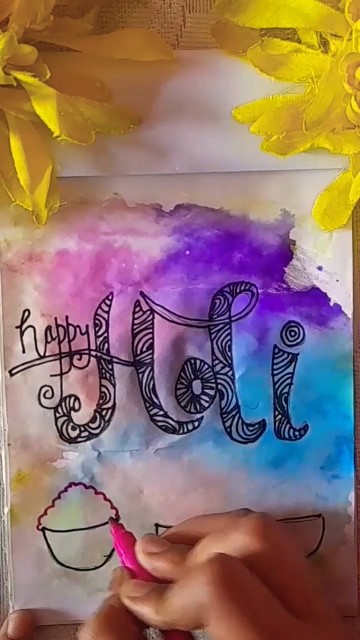 How to draw HOLI drawing|Easy drawing |#art #holi #shorts| HAPPY HOLI 😊 ...