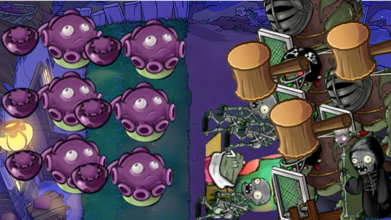 GLOOM SHROOM PULT POWER AND HAMMER TO FACE THE ZOMBIES (PVZ HYBRID ...