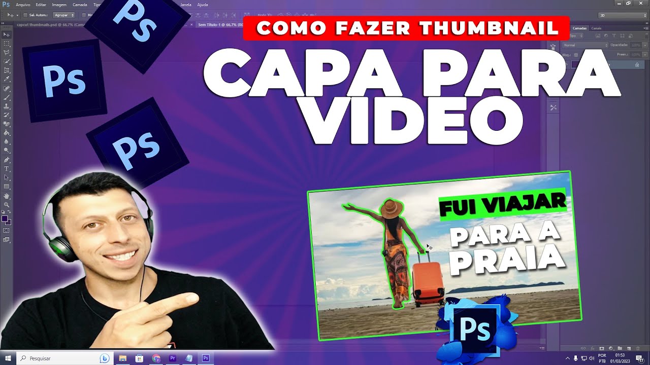 Como fazer capa para video no youtube THUMBNAIL - YouTube