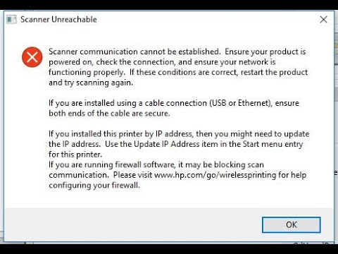 Hp network scanner communication cannot be established - YouTube