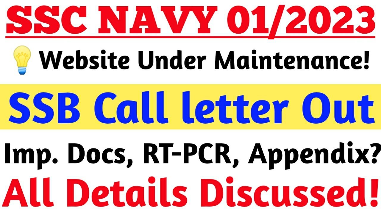 Indian Navy SSC 01/2023 SSB Interview Call letter Out and All Important ...