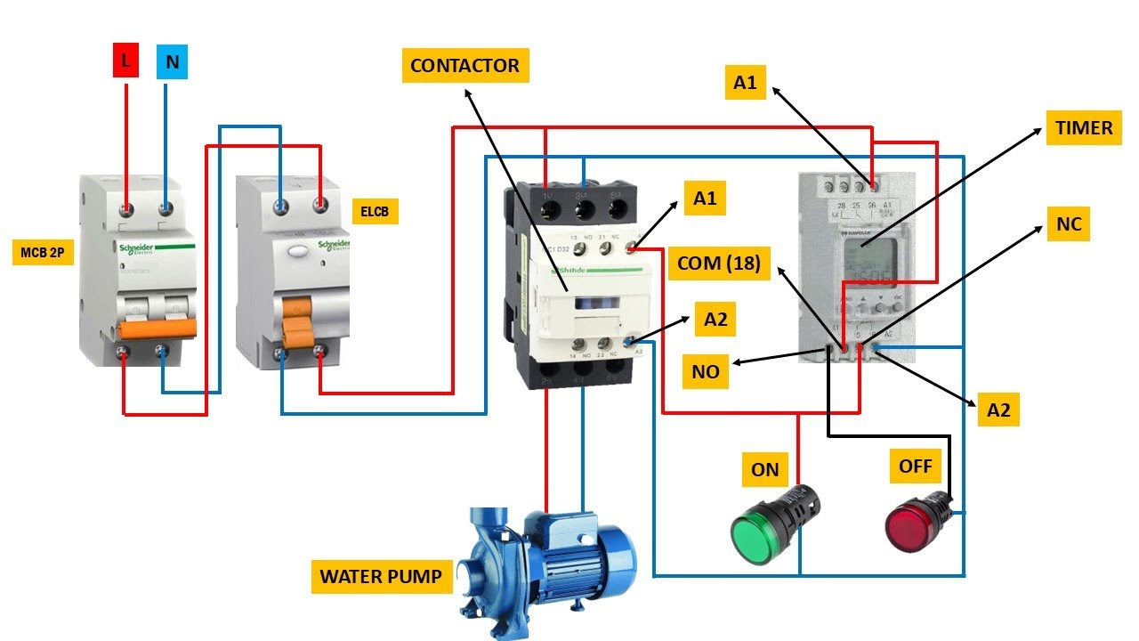 Timer Switch | single phase motor timer connection - YouTube