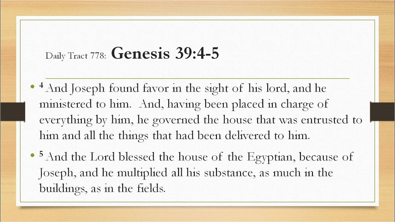 Dad’s Bible Tract 778 - Genesis 39:4-5 - Genesis 39:4-5 - Bible Portal