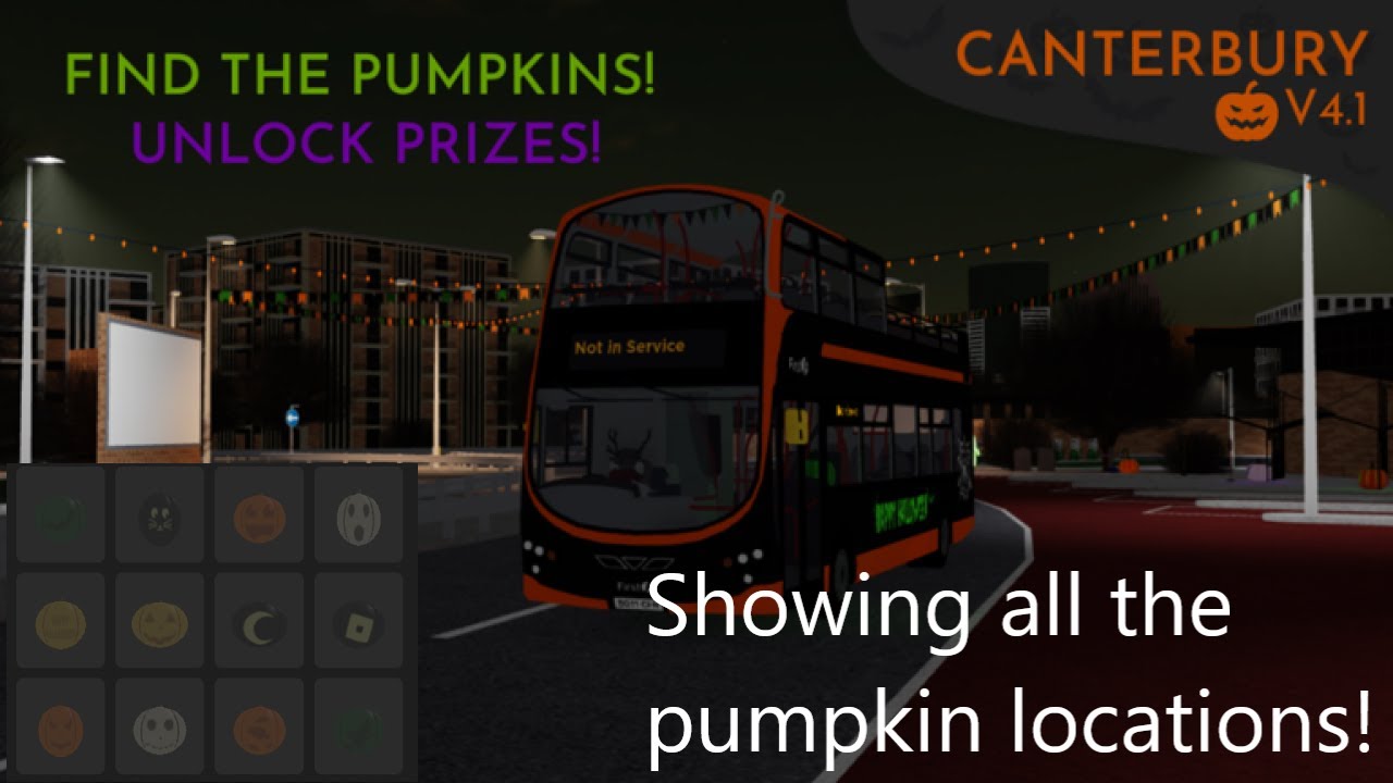 Showing all the pumpkin location in Canterbury bus simulator | Roblox ...