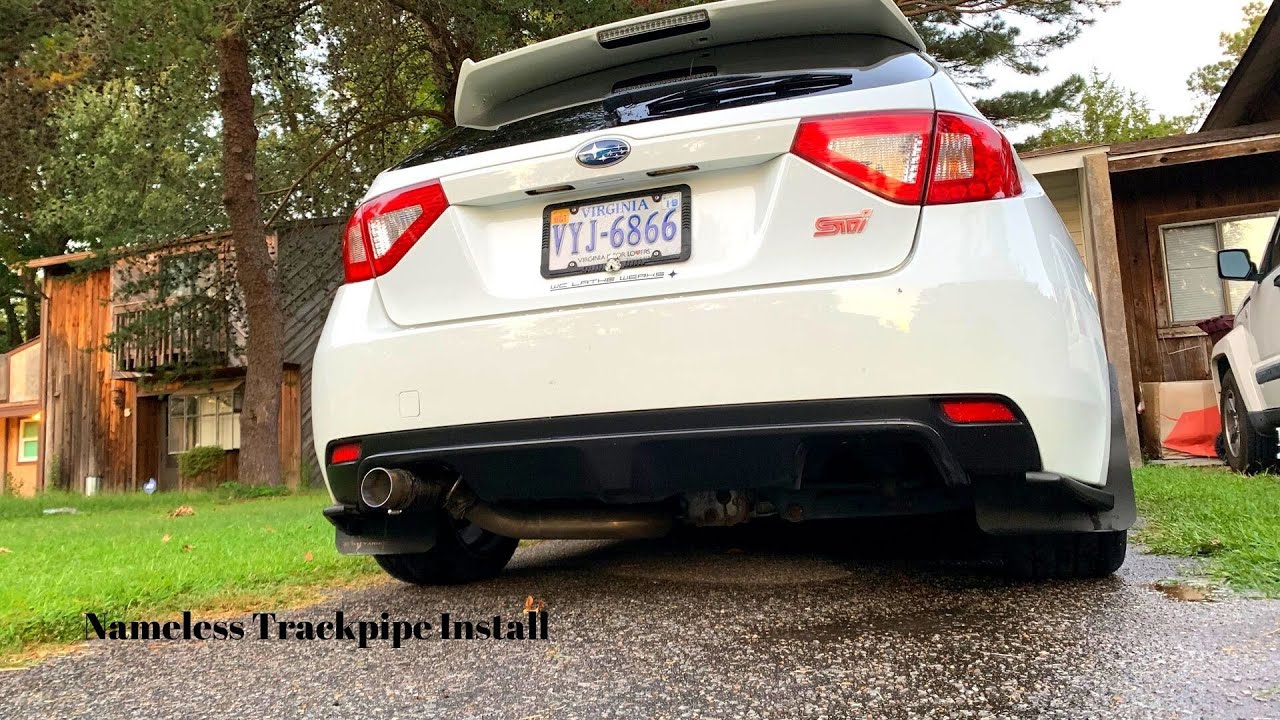 Nameless Track Pipe install on 2010 STI Hatchback! - YouTube
