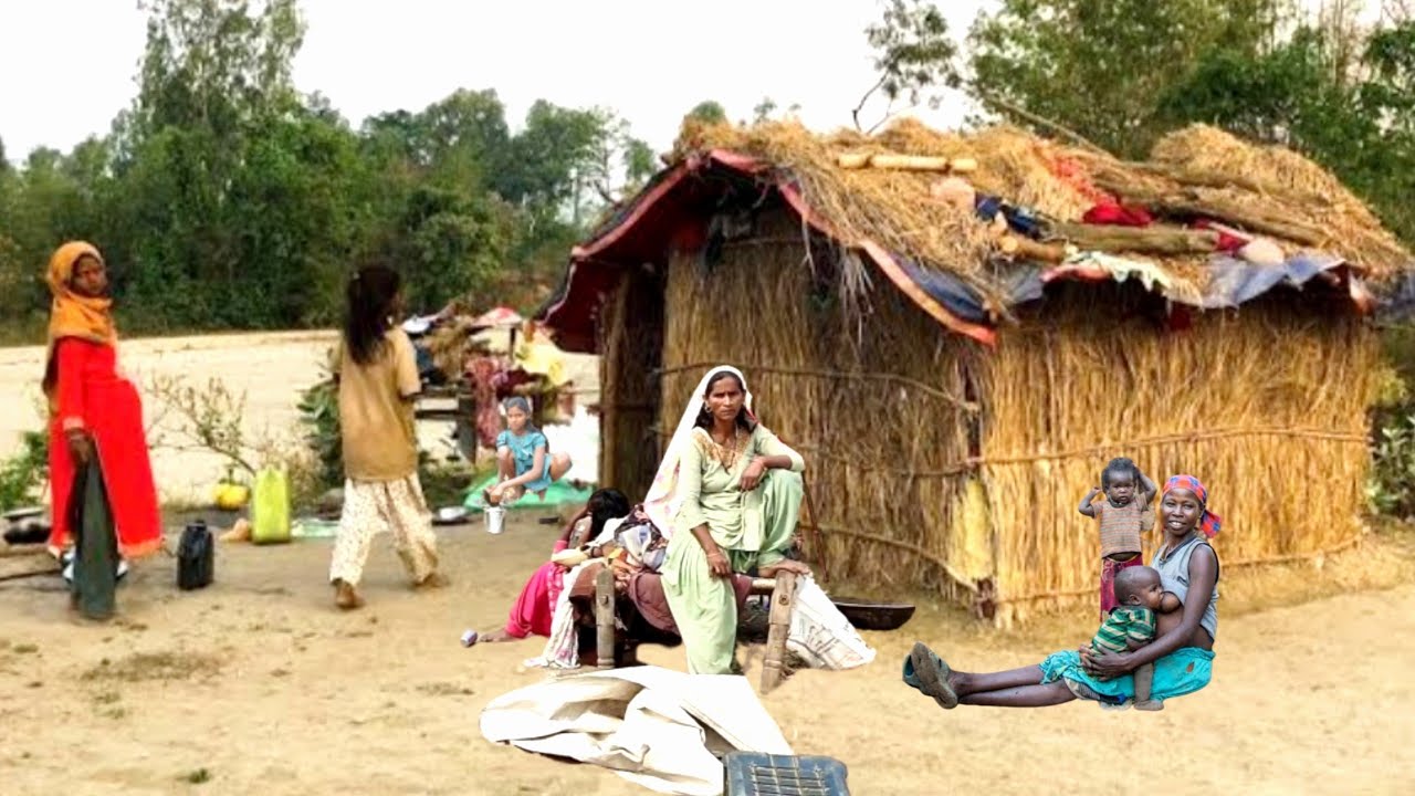 The living conditions and slums of the poor people of the village ...