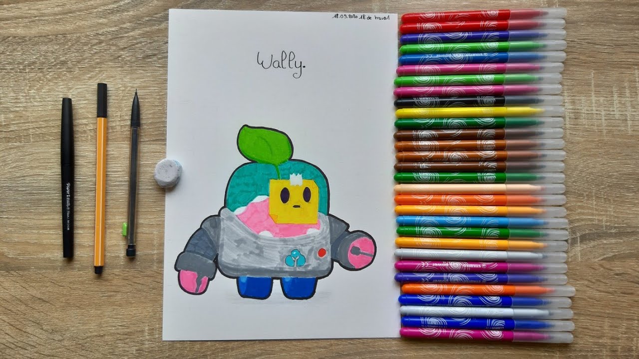 Comment dessiner Wally - Brawl stars + Coloriage - YouTube
