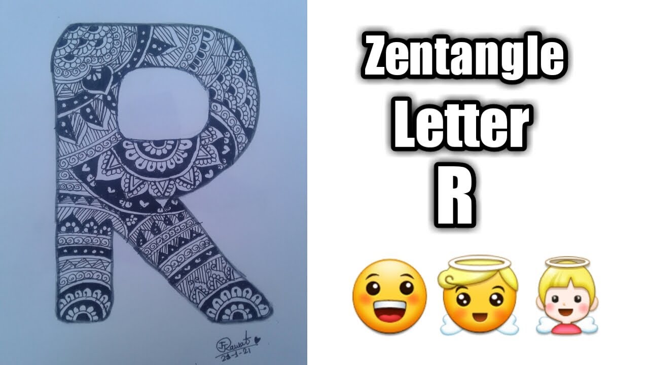 How to draw Zentangle letter R / Zentangle letter drawing / Janhavi's ...