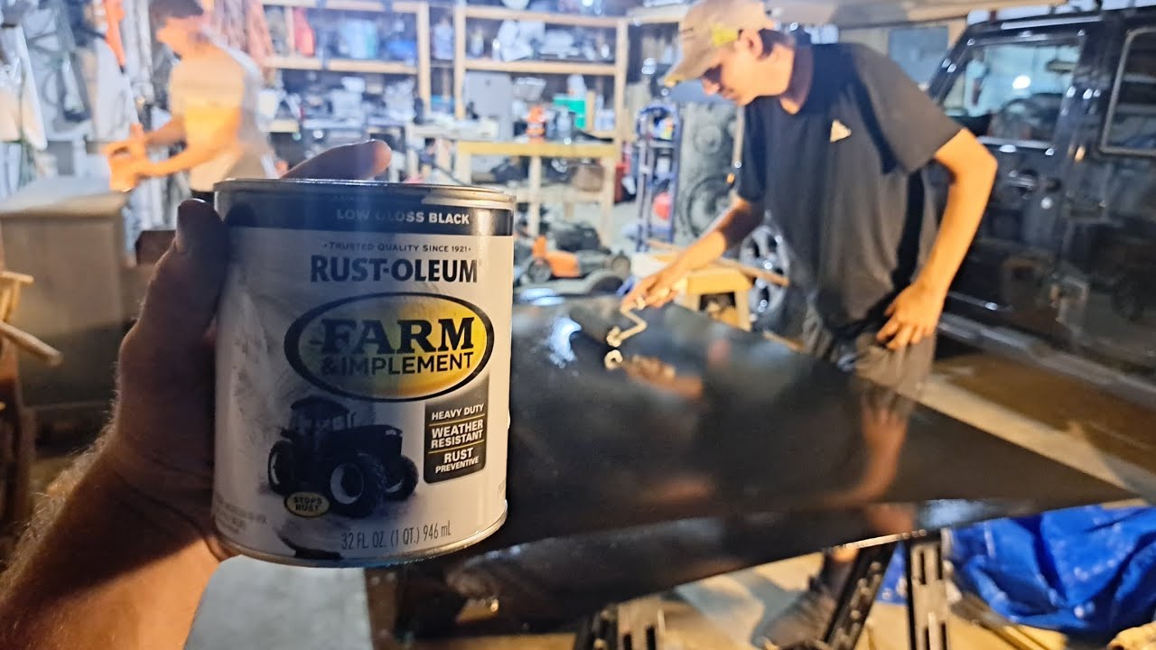 Using Rust-Oleum Low Gloss Black Farm And Implement To Paint The Hood ...
