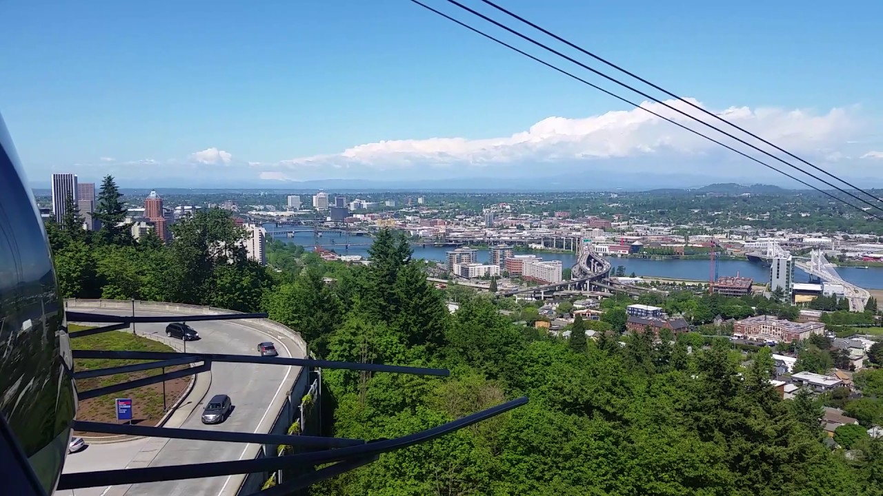 View from the Aerial Tram Gondola at OHSU Hospital, Portland, Oregon ...