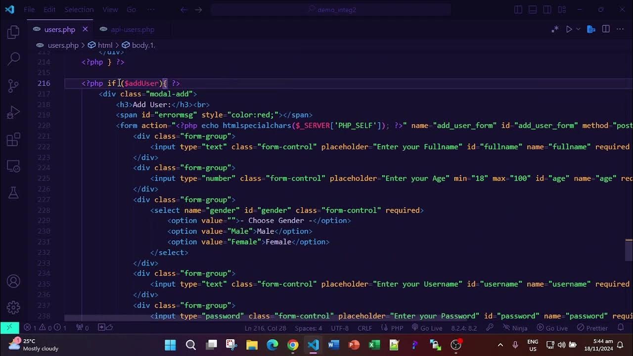 Part 1 Users Management Bootstrap Add View And Populating To Data Table Youtube