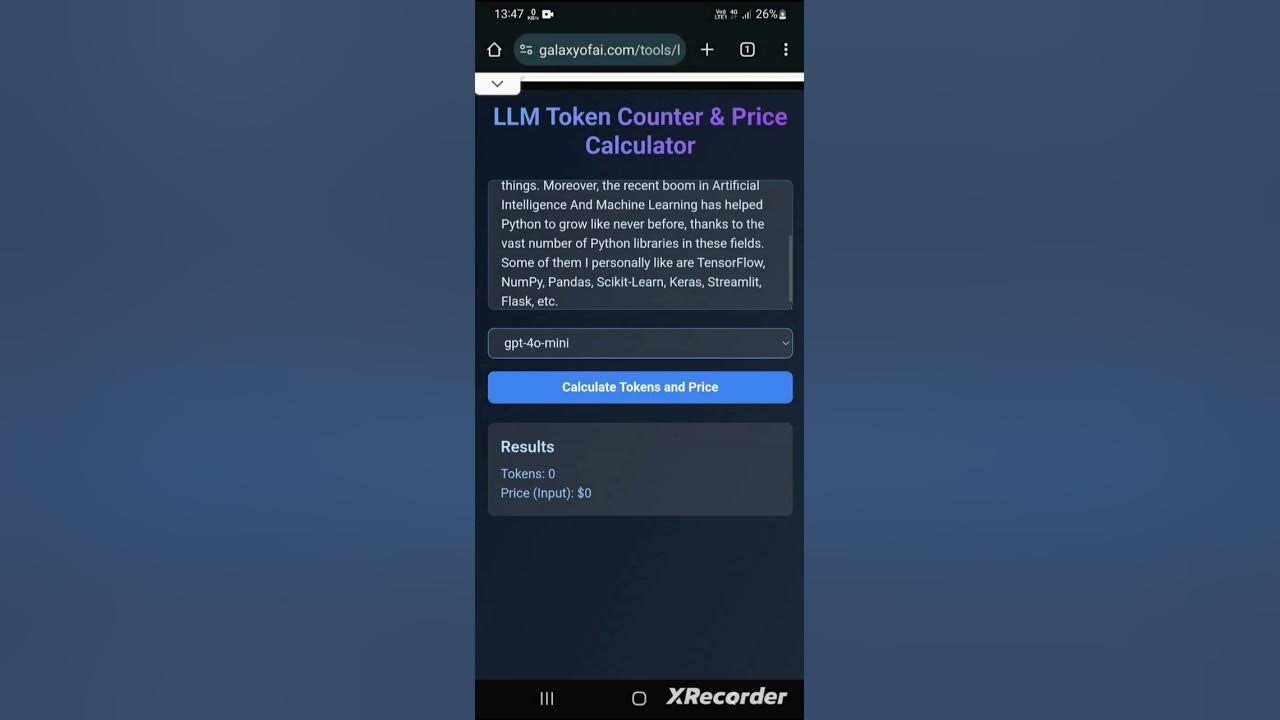LLM Token Counter & Price Calculator #agenticai #aiagent #tokens #llms #tokencalculator # ...