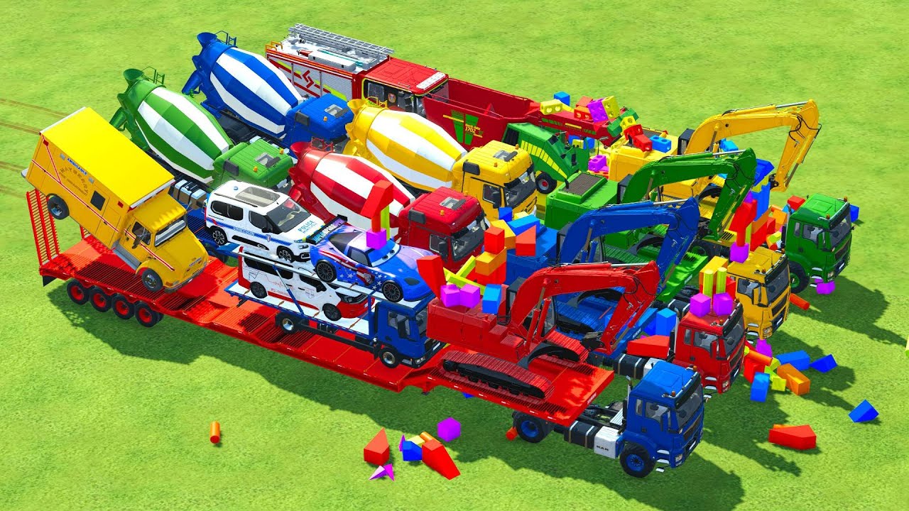 Transporting Mega Flatbed Convoy vs Train Smash Huge Truck Jump ...