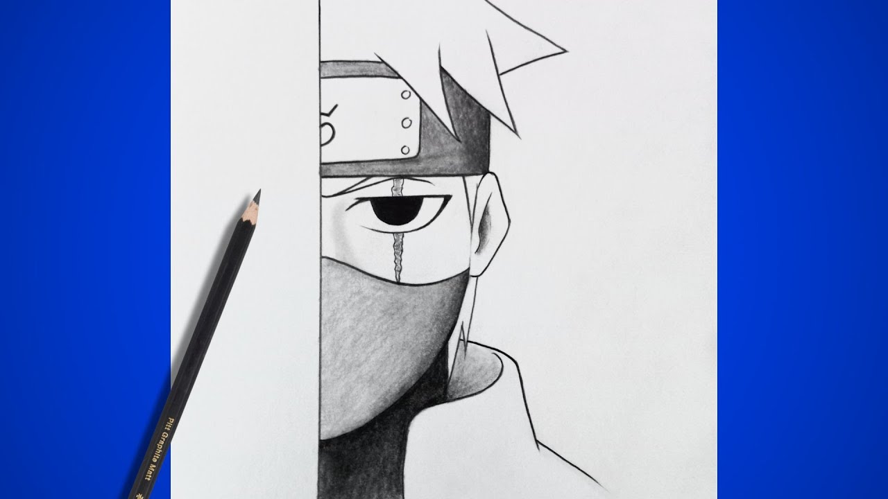 How To Draw Kakashi Half Face Easy Step By Step | How to draw anime ...