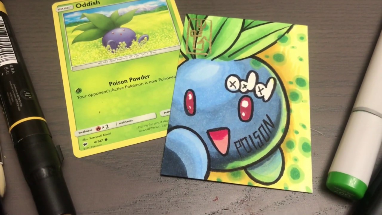 Drawing Pokemon Cards - graffiti with markers - Oddish I choose you ...