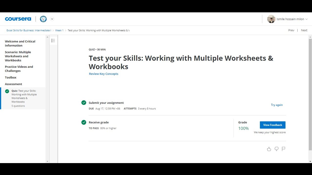 Excel For Business Intermediate I || Week 1 explained with solution ...