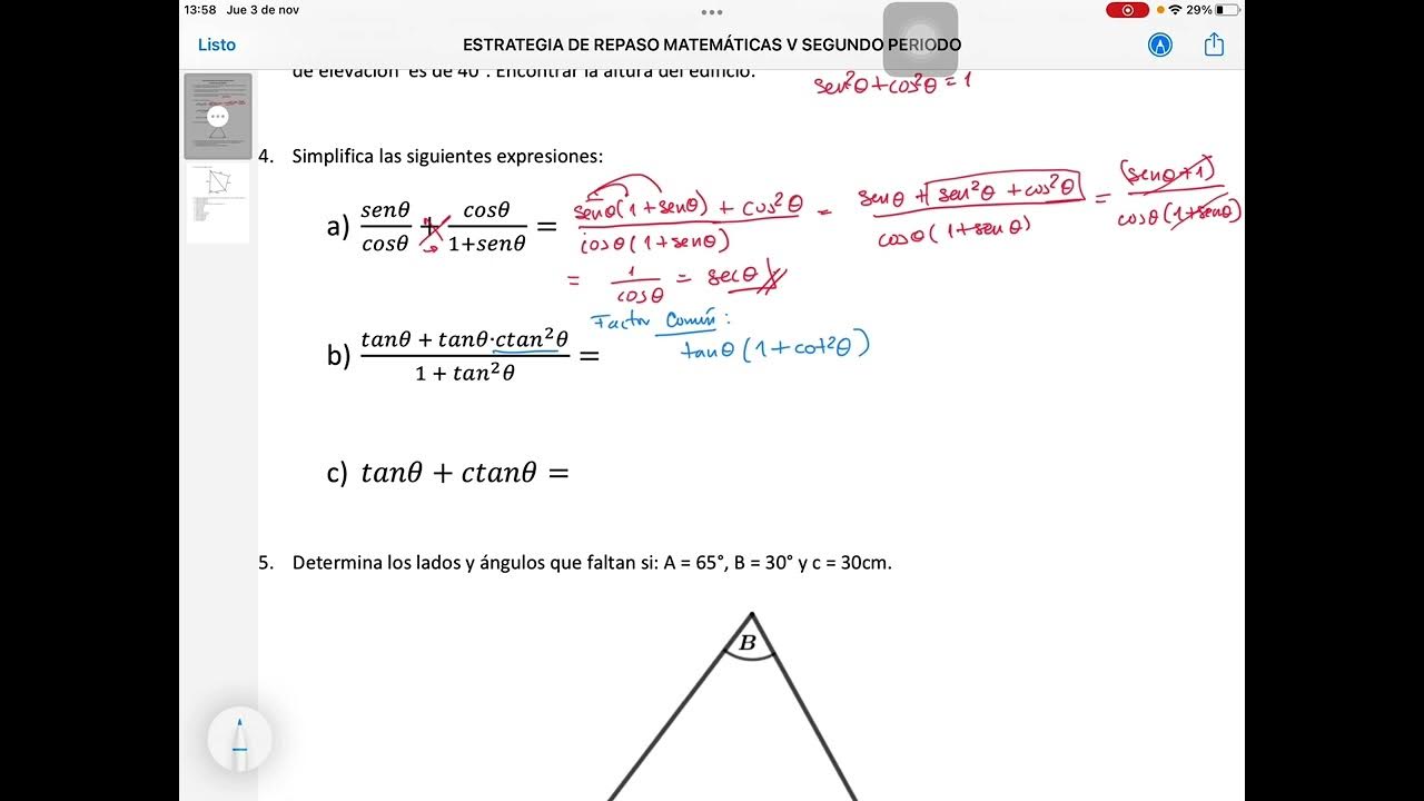 Simplificación De Expresiones Trigonométricas Mate V Youtube