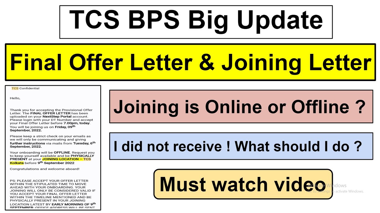 TCS BPS Joining Update Joining Location Joining Date Final Offer tcs-bps-joining-update-joining-location-joining-date-final-offer