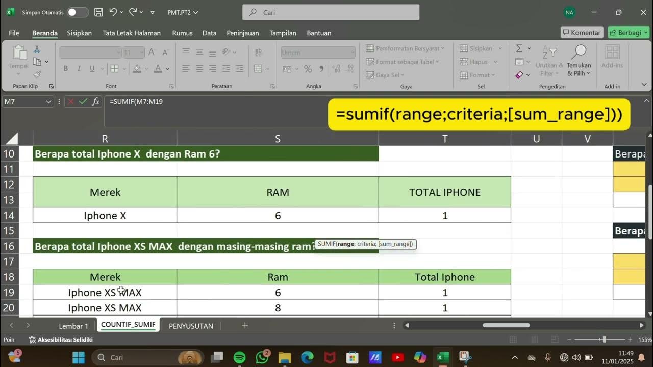 RUMUS COUNTIF/S DAN SUMIF/S MICROSOFT EXCEL - YouTube