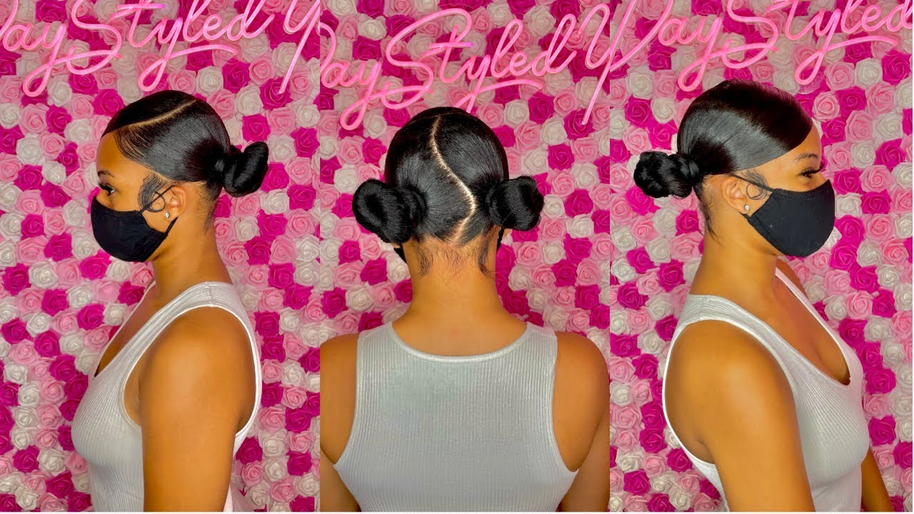 HOW TO: TWO LOW BUNS W/ SWOOP BANG - YouTube