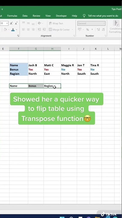 1 way to flip Excel data using Transpose function. #excel #shorts - YouTube