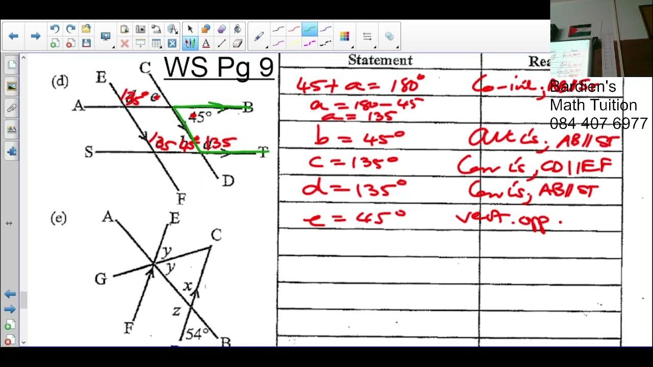 Gr 8 Geometry WS L6 Pg 8b - 10a (Geometry of Straight lines) - YouTube