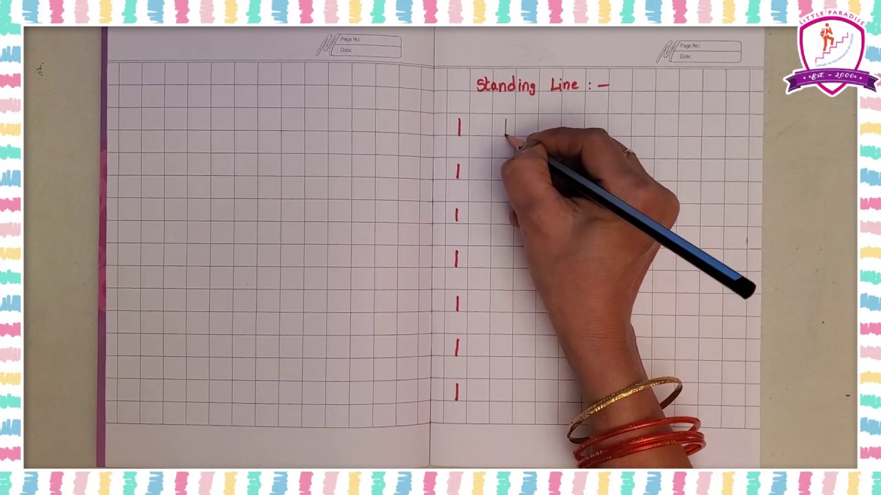 LKG WRITING PRACTICE - ALL STROKES - STANDING LINE PRACTICE - LITTLE ...