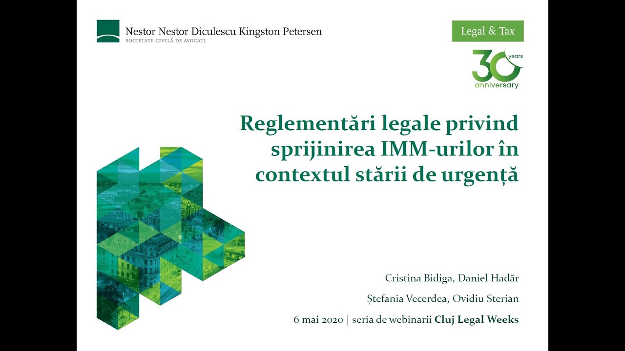 Webinar Cluj Legal Weeks - Reglementari legale privind sprijinirea IMM ...