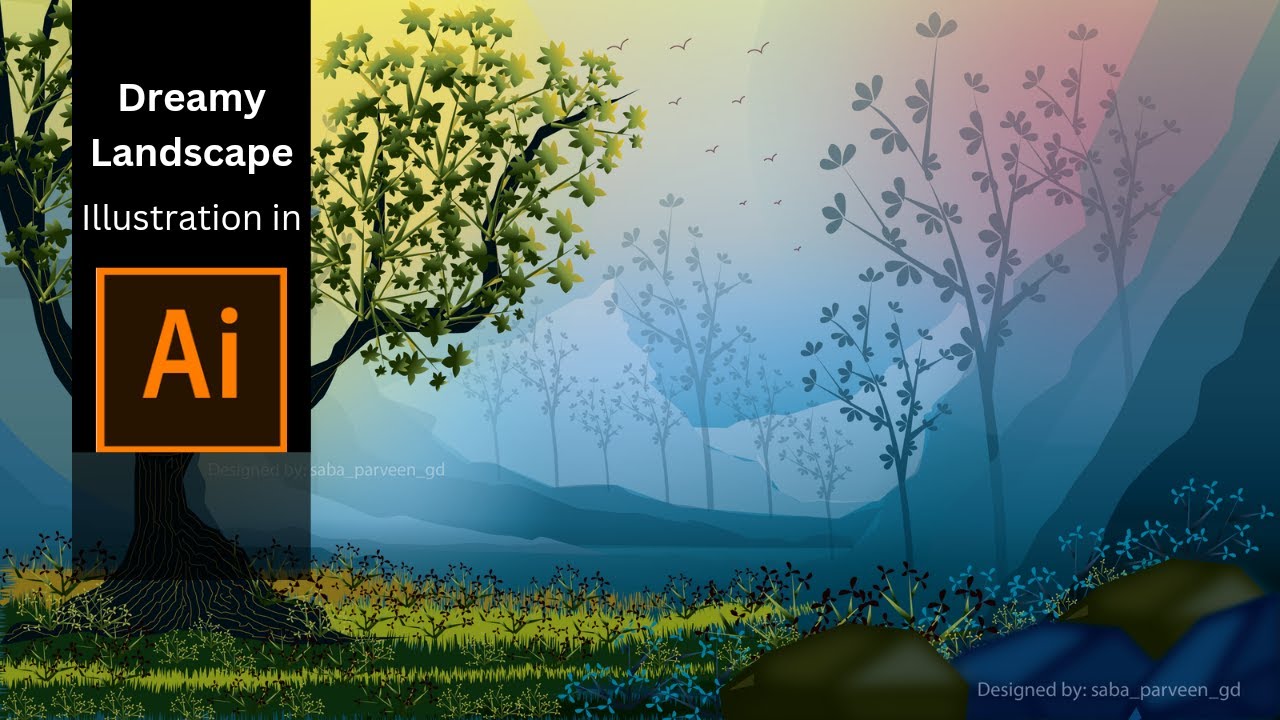 how to create dreamy vector landscape illustration in adobe illustrator ...