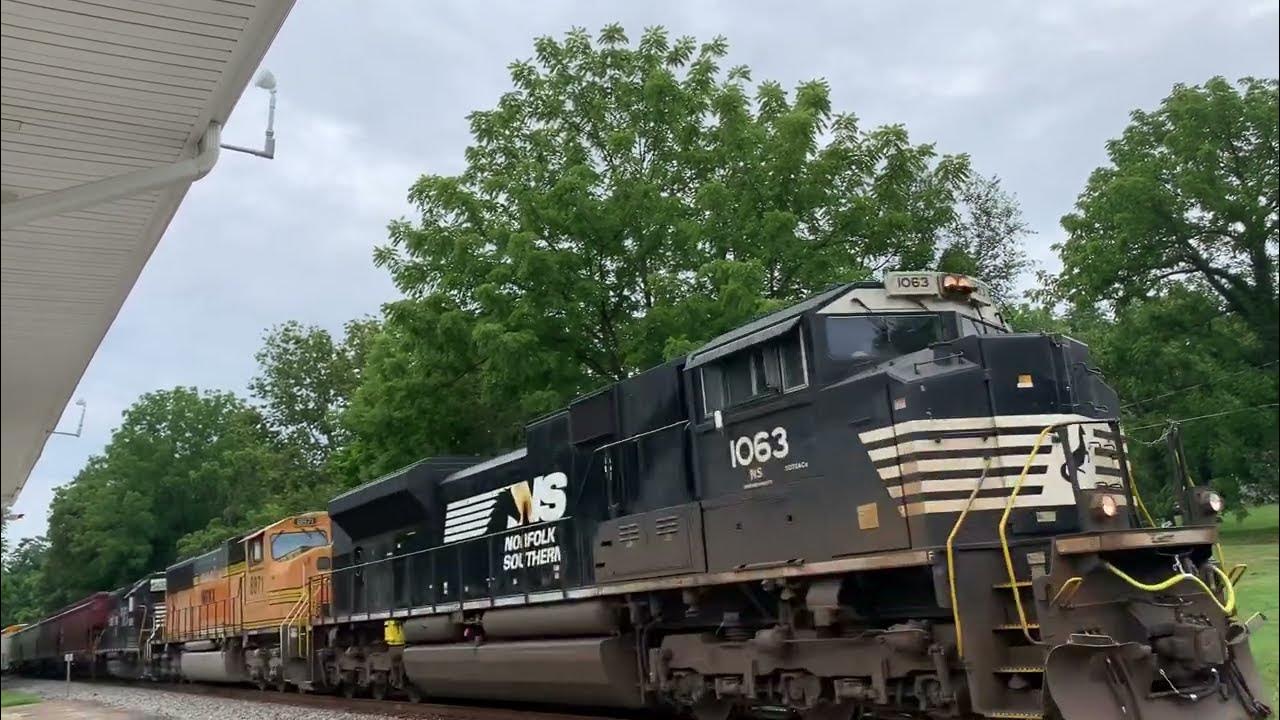 NS 1063 leader- (WFRX 8871 Operation Lifesaver NS 5669 UP 6395) 4 Engines Norfolk Southern Train ...