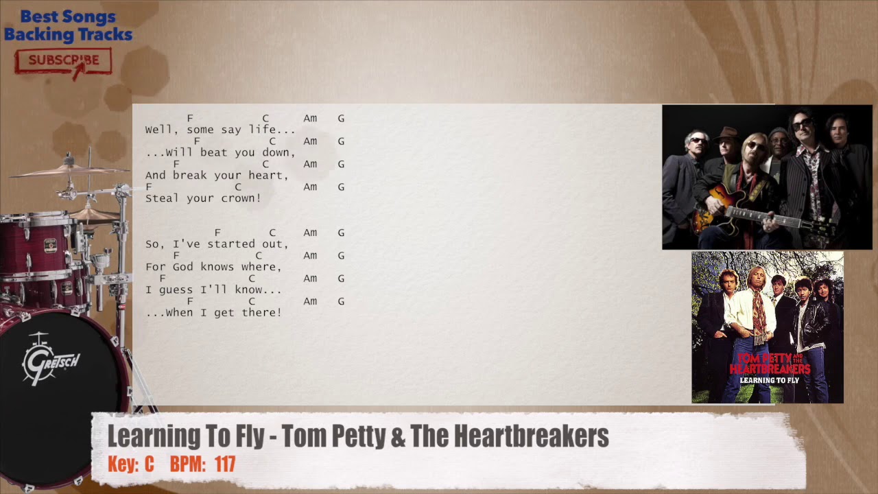 🥁 Learning To Fly - Tom Petty & The Heartbreakers Drums Backing Track ...